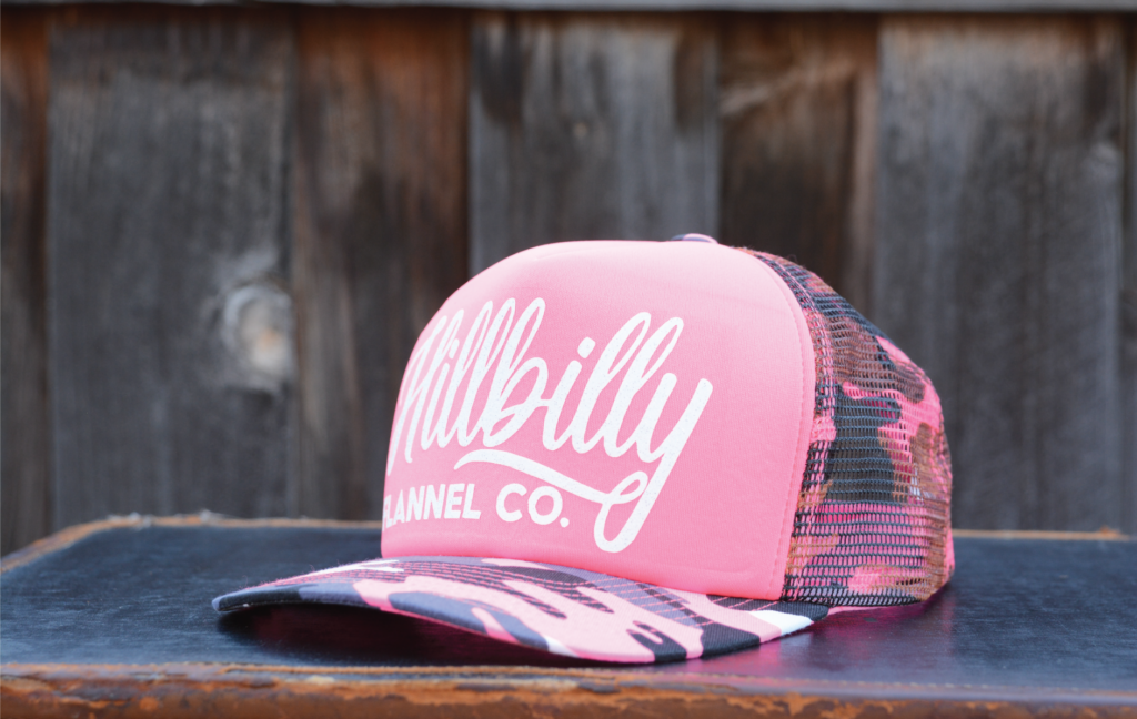 Hillbilly Script Foam-Pink Camo Hat - Hillbilly Flannel Co.